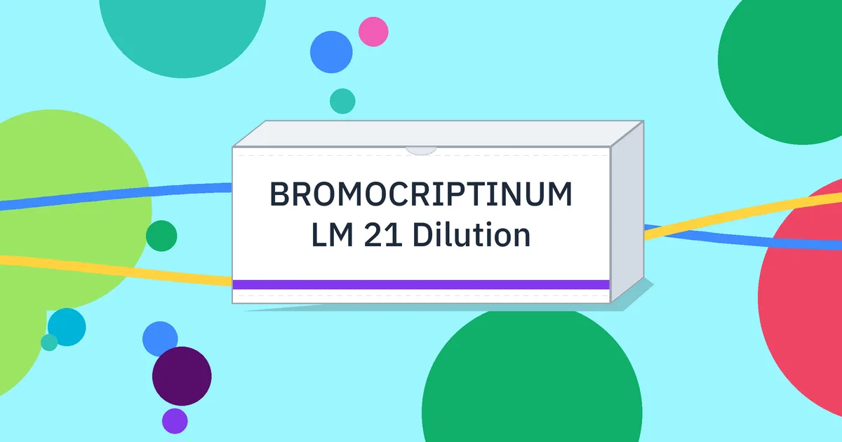 Symbolbild: Packung mit der Aufschrift BROMOCRIPTINUM LM 21 Dilution (PZN 13396784) – Verfügbarkeit und Bezug in Apotheken in Frankfurt am Main