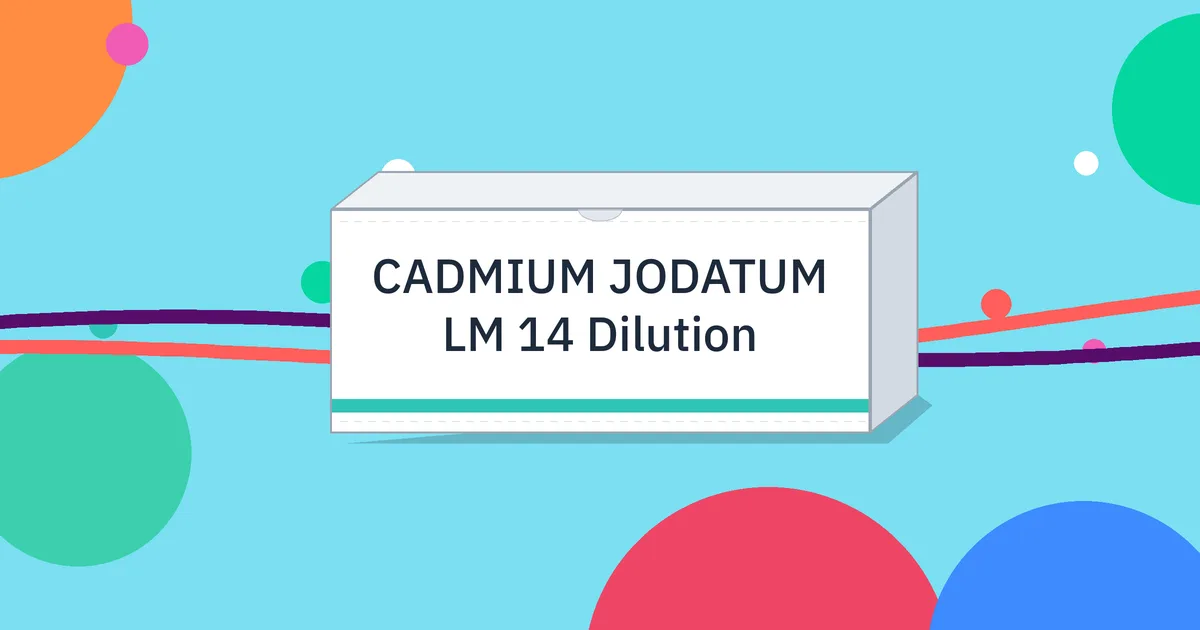 Symbolbild: Packung mit der Aufschrift CADMIUM JODATUM LM 14 Dilution (PZN 12798351) – Verfügbarkeit und Bezug in Apotheken in Frankfurt am Main