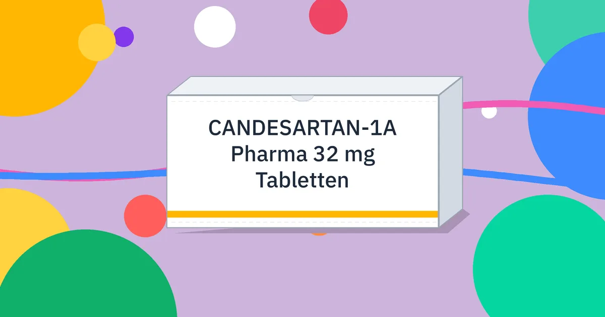 Symbolbild: Packung mit der Aufschrift CANDESARTAN-1A Pharma 32 mg Tabletten (PZN 09273194) – Verfügbarkeit und Bezug in Apotheken in Frankfurt am Main