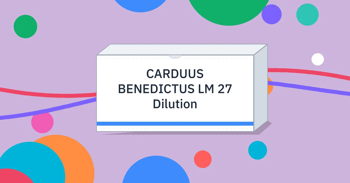 Symbolbild: Packung mit der Aufschrift CARDUUS BENEDICTUS LM 27 Dilution (PZN 13430280) – Verfügbarkeit und Bezug in Apotheken in Frankfurt am Main