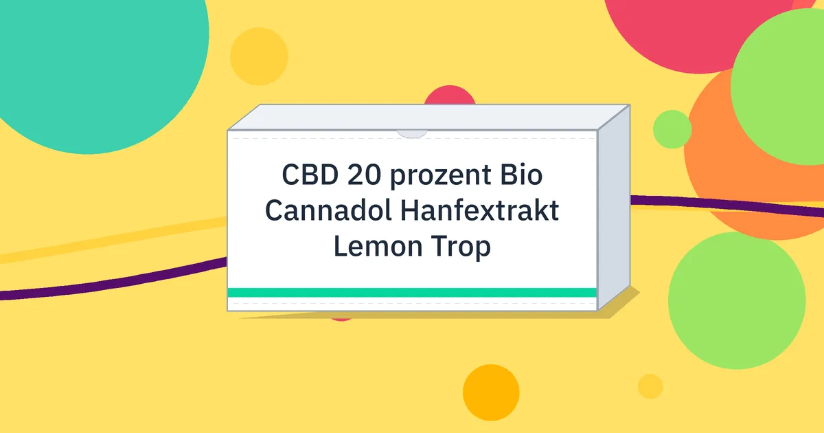Symbolbild: Packung mit der Aufschrift CBD 20 prozent Bio Cannadol Hanfextrakt Lemon Trop (PZN 17838635) – Verfügbarkeit und Bezug in Apotheken in Frankfurt am Main
