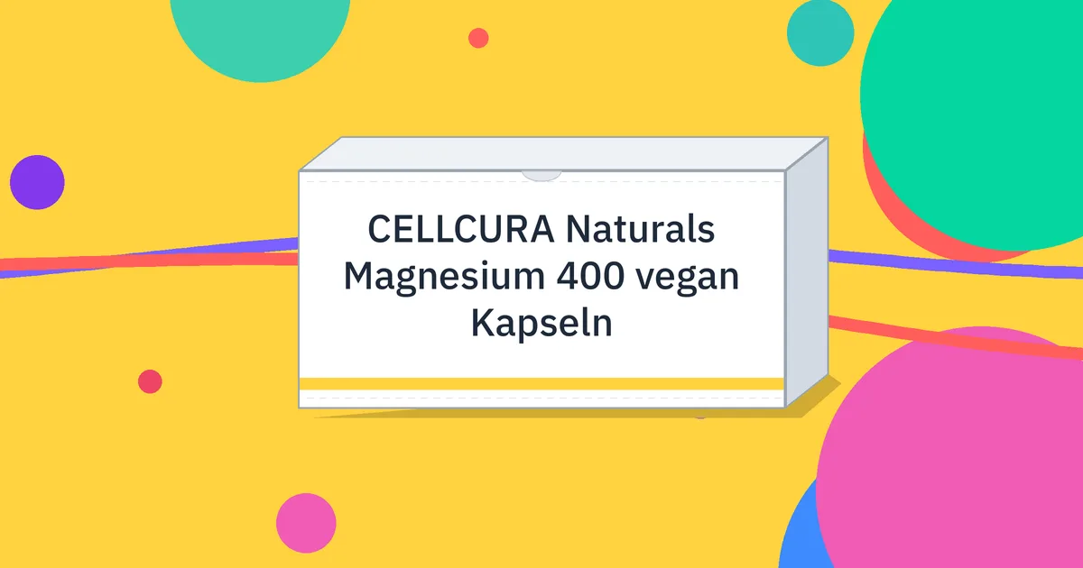Symbolbild: Packung mit der Aufschrift CELLCURA Naturals Magnesium 400 vegan Kapseln (PZN 19905287) – Verfügbarkeit und Bezug in Apotheken in Frankfurt am Main