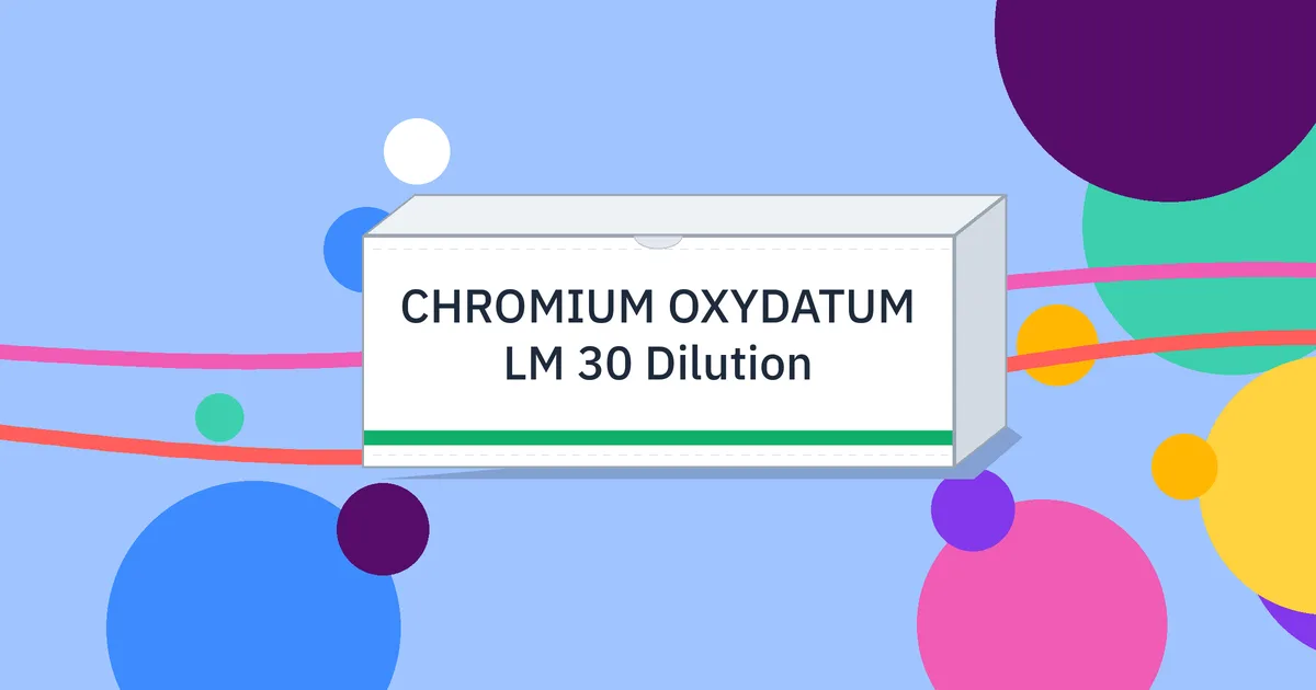 Symbolbild: Packung mit der Aufschrift CHROMIUM OXYDATUM LM 30 Dilution (PZN 13445726) – Verfügbarkeit und Bezug in Apotheken in Frankfurt am Main