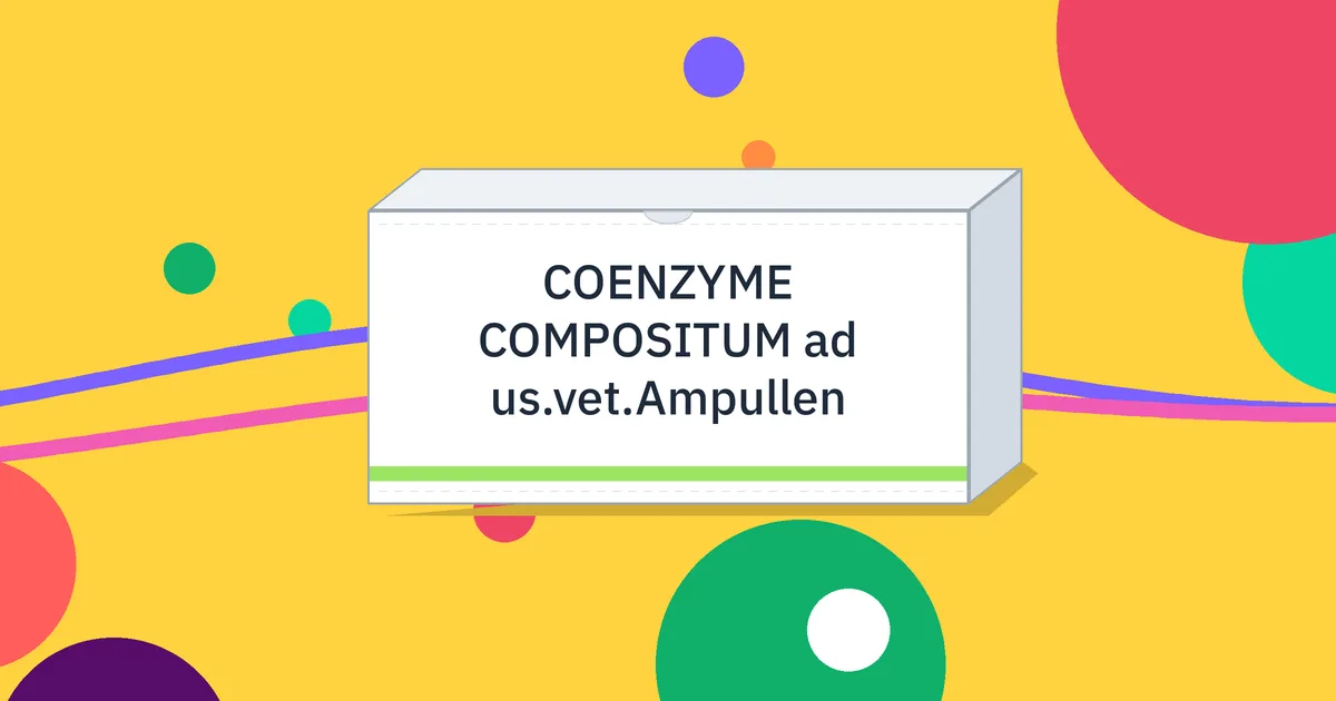 Symbolbild: Packung mit der Aufschrift COENZYME COMPOSITUM ad us.vet.Ampullen (PZN 15300417) – Verfügbarkeit und Bezug in Apotheken in Frankfurt am Main