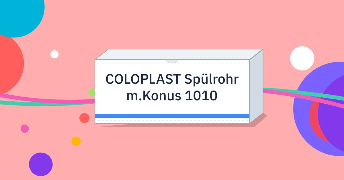 Symbolbild: Packung mit der Aufschrift COLOPLAST Spülrohr m.Konus 1010 (PZN 04575921) – Verfügbarkeit und Bezug in Apotheken in Frankfurt am Main