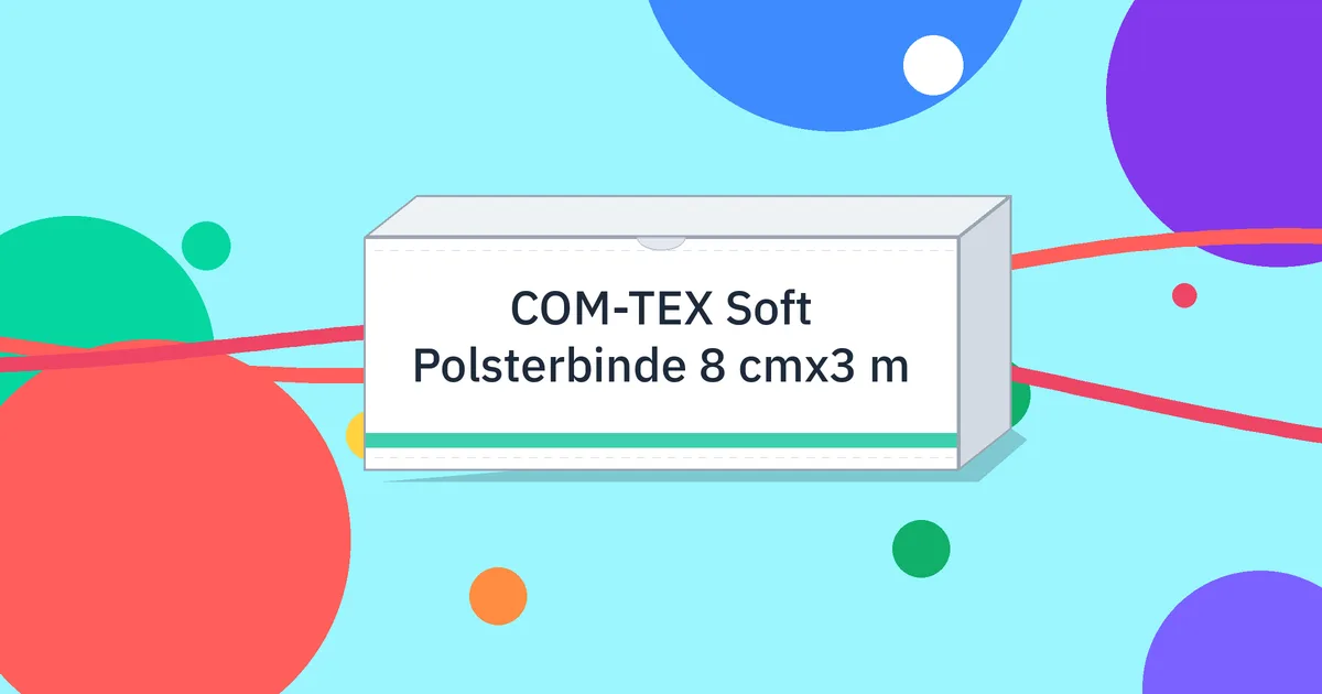 Symbolbild: Packung mit der Aufschrift COM-TEX Soft Polsterbinde 8 cmx3 m (PZN 04722836) – Verfügbarkeit und Bezug in Apotheken in Frankfurt am Main