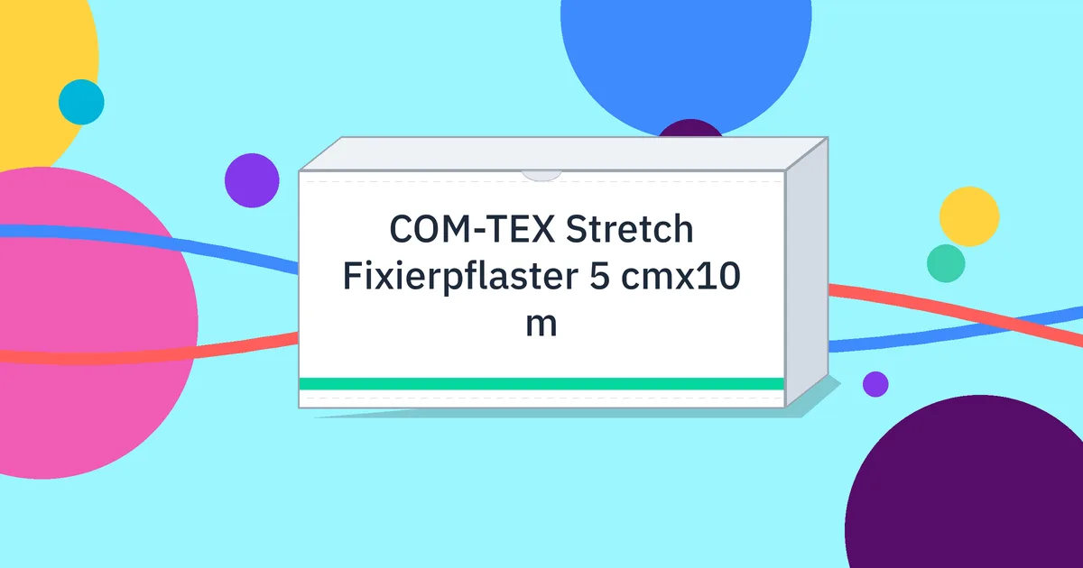 Symbolbild: Packung mit der Aufschrift COM-TEX Stretch Fixierpflaster 5 cmx10 m (PZN 04939808) – Verfügbarkeit und Bezug in Apotheken in Frankfurt am Main
