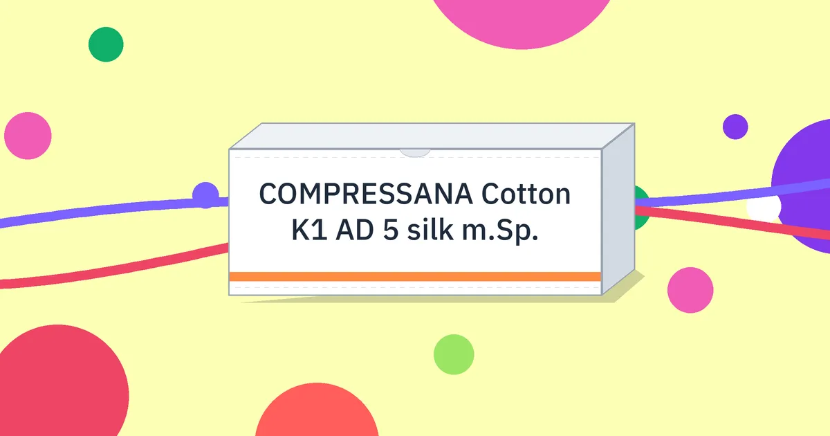 Symbolbild: Packung mit der Aufschrift COMPRESSANA Cotton K1 AD 5 silk m.Sp. (PZN 10215598) – Verfügbarkeit und Bezug in Apotheken in Frankfurt am Main