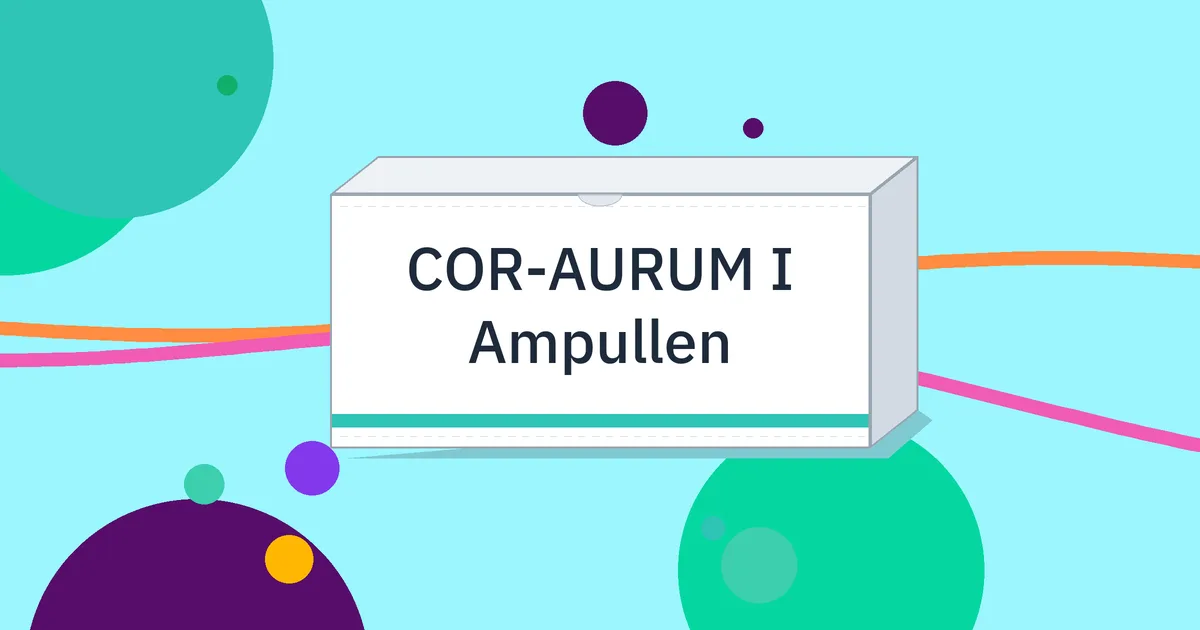 Symbolbild: Packung mit der Aufschrift COR-AURUM I Ampullen (PZN 01223564) – Verfügbarkeit und Bezug in Apotheken in Frankfurt am Main