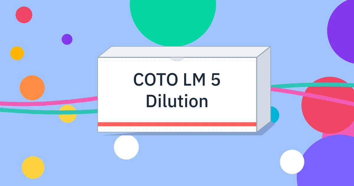 Symbolbild: Packung mit der Aufschrift COTO LM 5 Dilution (PZN 13455280) – Verfügbarkeit und Bezug in Apotheken in Frankfurt am Main