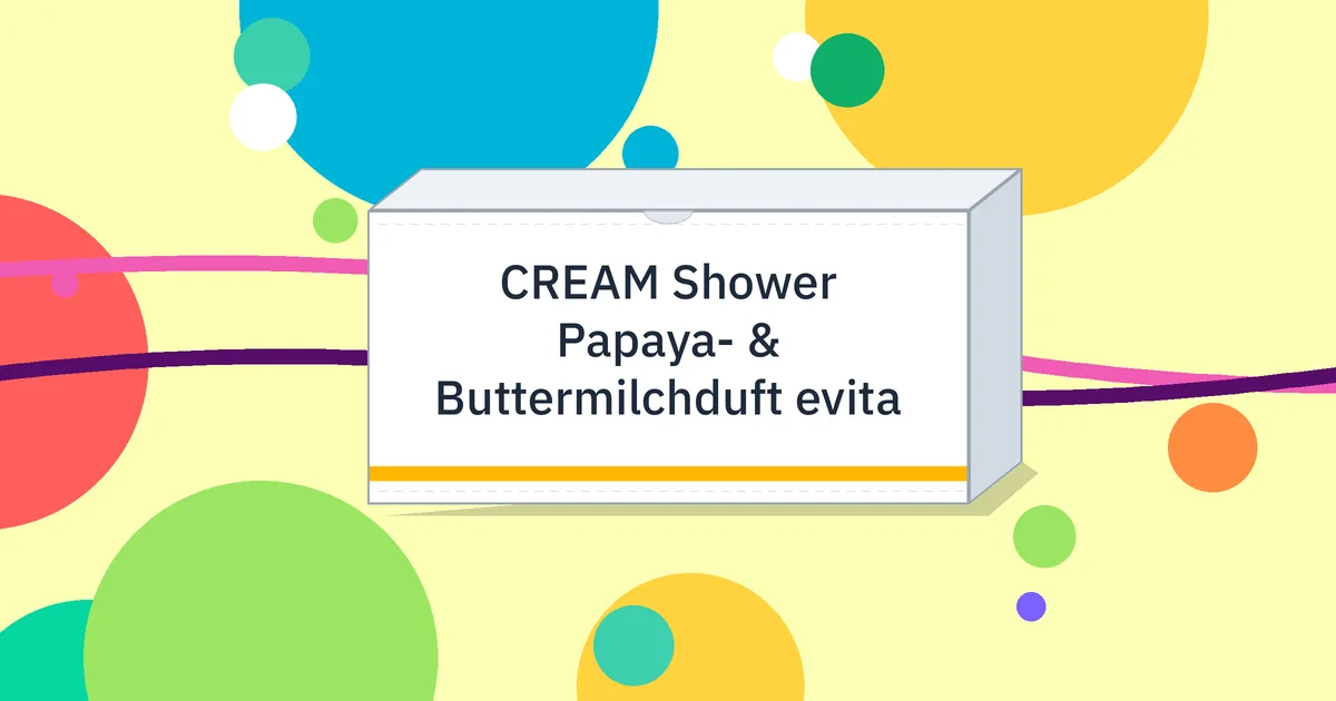 Symbolbild: Packung mit der Aufschrift CREAM Shower Papaya- & Buttermilchduft evita (PZN 13972673) – Verfügbarkeit und Bezug in Apotheken in Frankfurt am Main