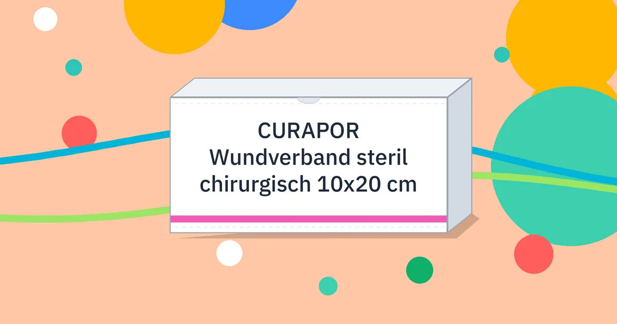 Symbolbild: Packung mit der Aufschrift CURAPOR Wundverband steril chirurgisch 10x20 cm (PZN 19107545) – Verfügbarkeit und Bezug in Apotheken in Frankfurt am Main