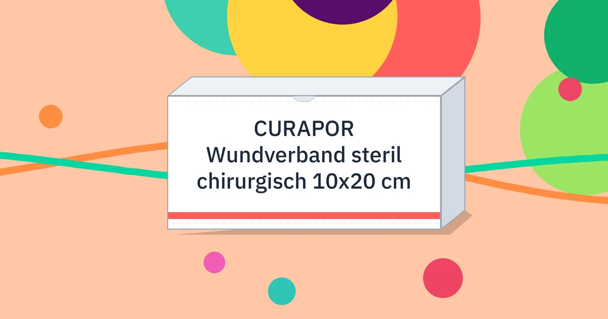 Symbolbild: Packung mit der Aufschrift CURAPOR Wundverband steril chirurgisch 10x20 cm (PZN 20168411) – Verfügbarkeit und Bezug in Apotheken in Frankfurt am Main