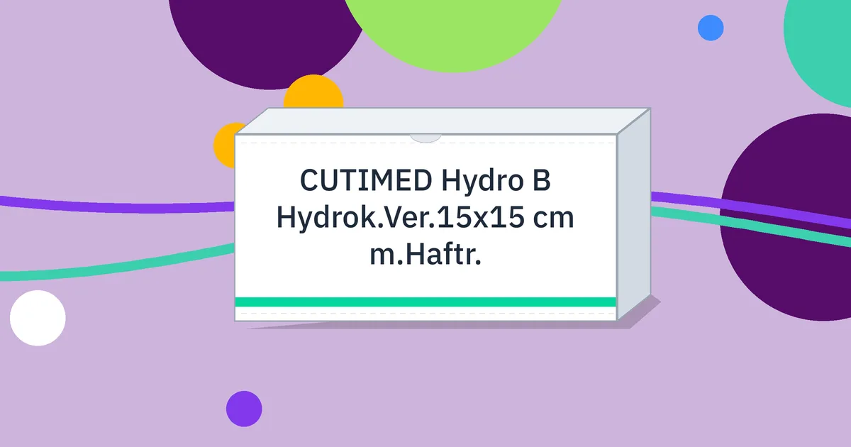 Symbolbild: Packung mit der Aufschrift CUTIMED Hydro B Hydrok.Ver.15x15 cm m.Haftr. (PZN 16828126) – Verfügbarkeit und Bezug in Apotheken in Frankfurt am Main