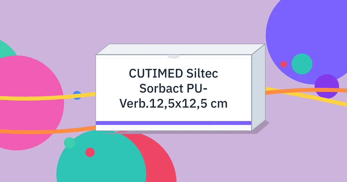 Symbolbild: Packung mit der Aufschrift CUTIMED Siltec Sorbact PU-Verb.12,5x12,5 cm (PZN 20544860) – Verfügbarkeit und Bezug in Apotheken in Frankfurt am Main