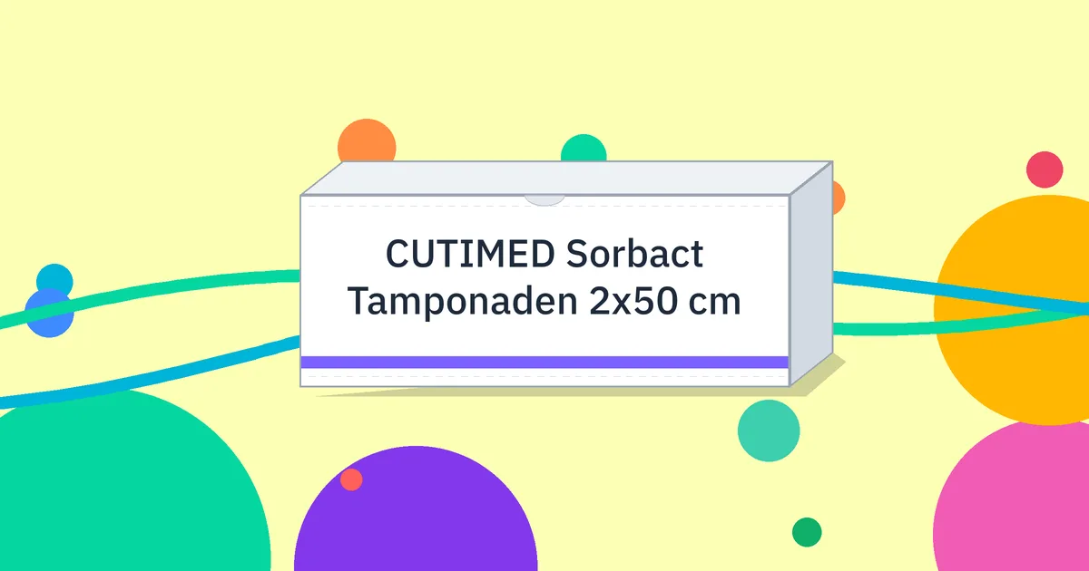 Symbolbild: Packung mit der Aufschrift CUTIMED Sorbact Tamponaden 2x50 cm (PZN 11230306) – Verfügbarkeit und Bezug in Apotheken in Frankfurt am Main