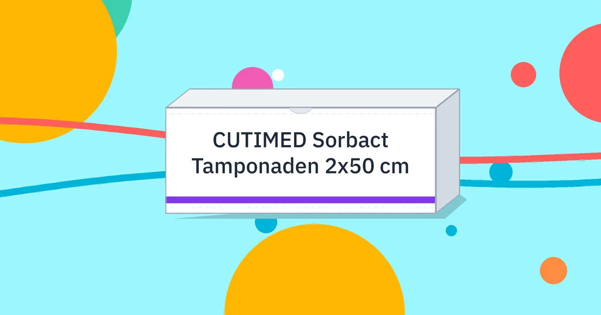 Symbolbild: Packung mit der Aufschrift CUTIMED Sorbact Tamponaden 2x50 cm (PZN 16833268) – Verfügbarkeit und Bezug in Apotheken in Frankfurt am Main