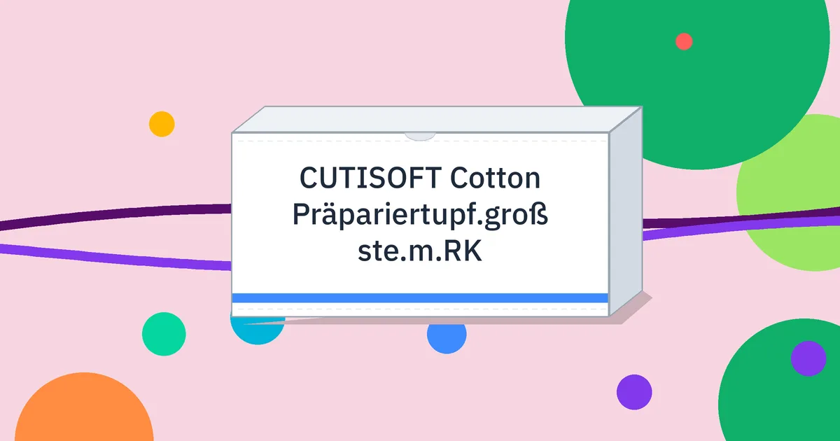 Symbolbild: Packung mit der Aufschrift CUTISOFT Cotton Präpariertupf.groß ste.m.RK (PZN 03902140) – Verfügbarkeit und Bezug in Apotheken in Frankfurt am Main