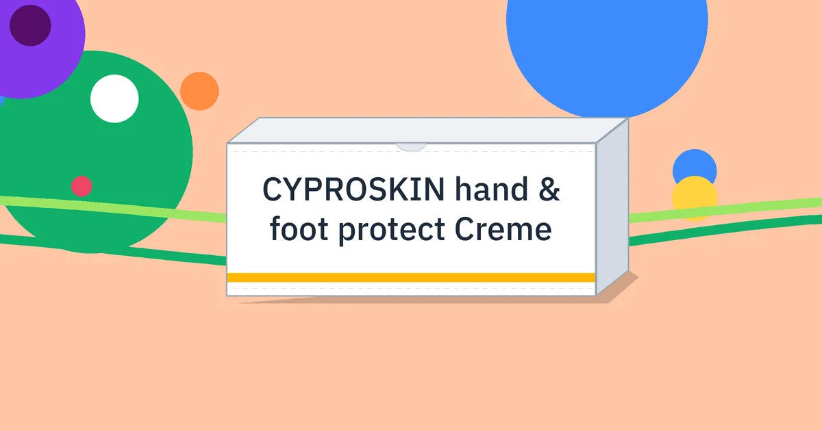 Symbolbild: Packung mit der Aufschrift CYPROSKIN hand & foot protect Creme (PZN 10286701) – Verfügbarkeit und Bezug in Apotheken in Frankfurt am Main