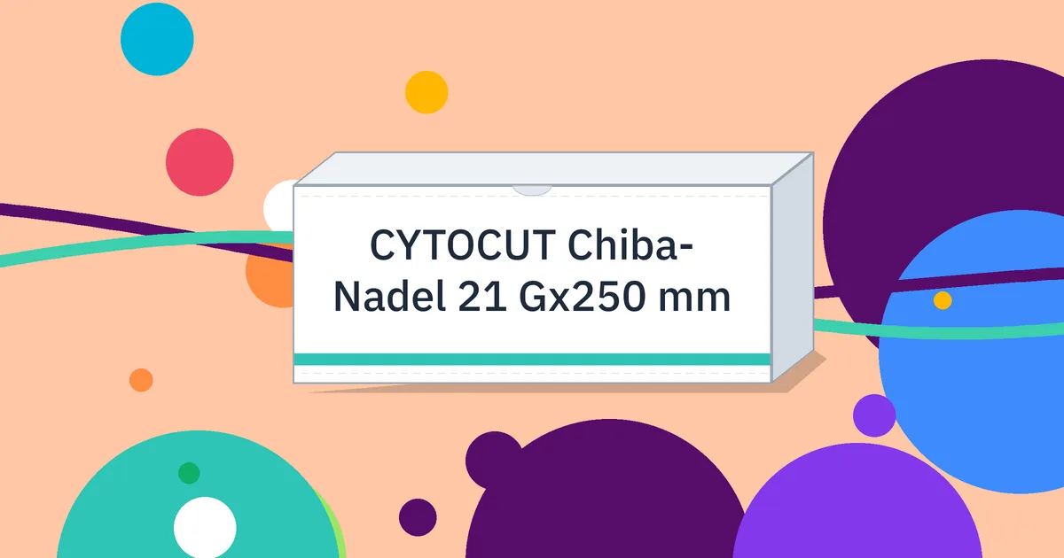 Symbolbild: Packung mit der Aufschrift CYTOCUT Chiba-Nadel 21 Gx250 mm (PZN 19735431) – Verfügbarkeit und Bezug in Apotheken in Frankfurt am Main