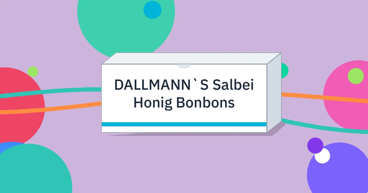 Symbolbild: Packung mit der Aufschrift DALLMANN`S Salbei Honig Bonbons (PZN 13623659) – Verfügbarkeit und Bezug in Apotheken in Frankfurt am Main