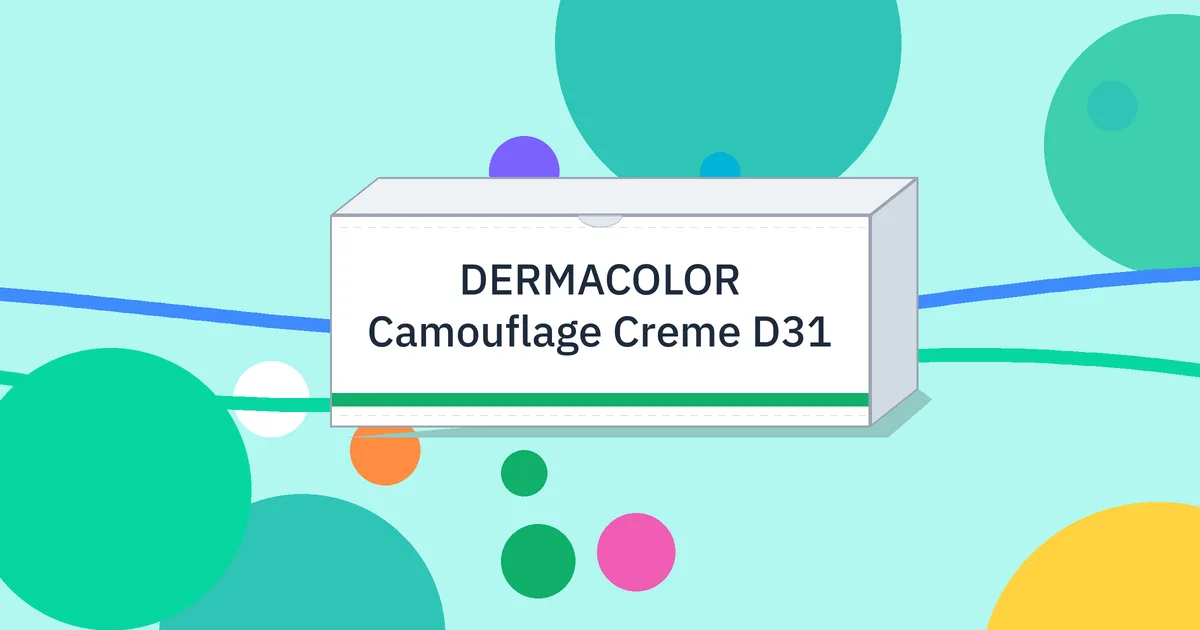 Symbolbild: Packung mit der Aufschrift DERMACOLOR Camouflage Creme D31 (PZN 15819438) – Verfügbarkeit und Bezug in Apotheken in Frankfurt am Main