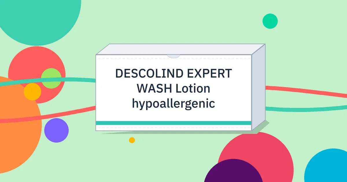 Symbolbild: Packung mit der Aufschrift DESCOLIND EXPERT WASH Lotion hypoallergenic (PZN 16660951) – Verfügbarkeit und Bezug in Apotheken in Frankfurt am Main