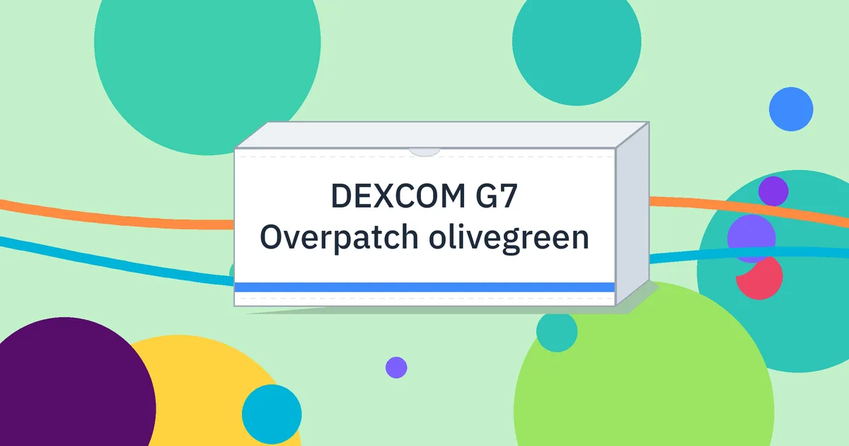 Symbolbild: Packung mit der Aufschrift DEXCOM G7 Overpatch olivegreen (PZN 19868422) – Verfügbarkeit und Bezug in Apotheken in Frankfurt am Main