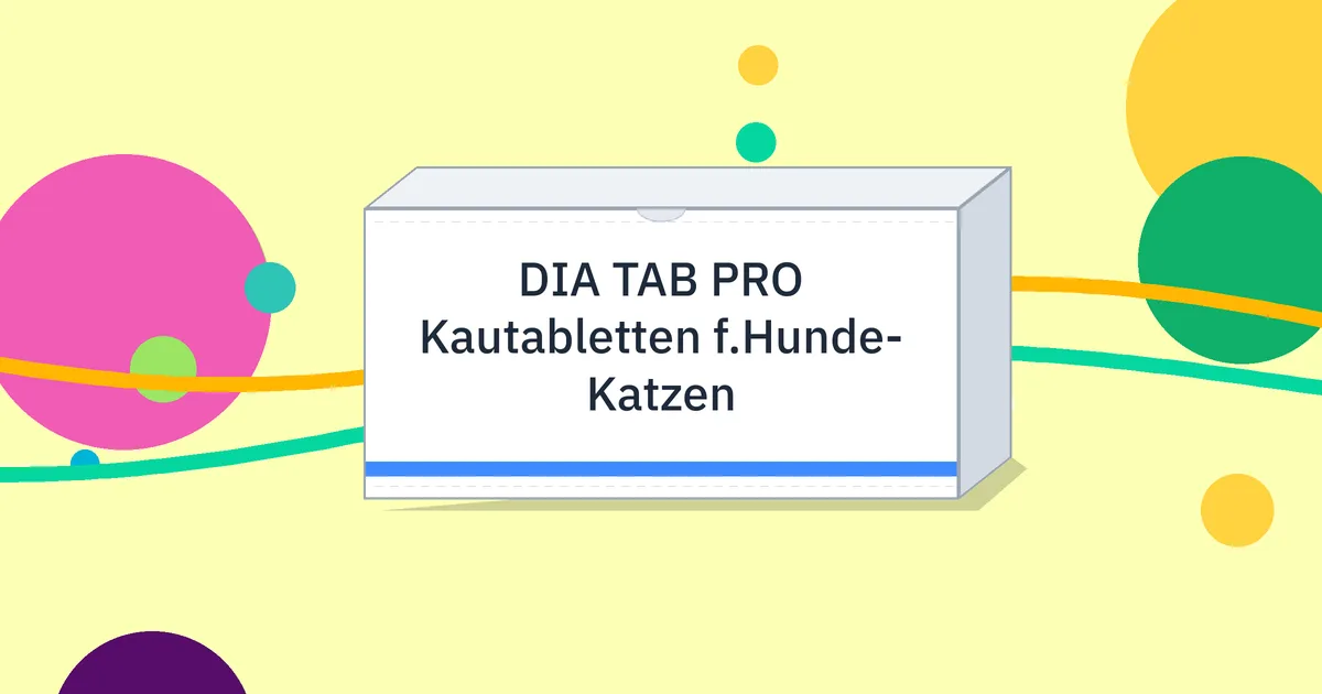Symbolbild: Packung mit der Aufschrift DIA TAB PRO Kautabletten f.Hunde-Katzen (PZN 11714398) – Verfügbarkeit und Bezug in Apotheken in Frankfurt am Main
