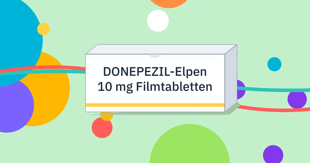Symbolbild: Packung mit der Aufschrift DONEPEZIL-Elpen 10 mg Filmtabletten (PZN 10044369) – Verfügbarkeit und Bezug in Apotheken in Frankfurt am Main