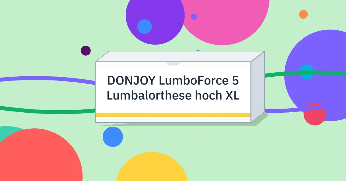 Symbolbild: Packung mit der Aufschrift DONJOY LumboForce 5 Lumbalorthese hoch XL (PZN 19378250) – Verfügbarkeit und Bezug in Apotheken in Frankfurt am Main