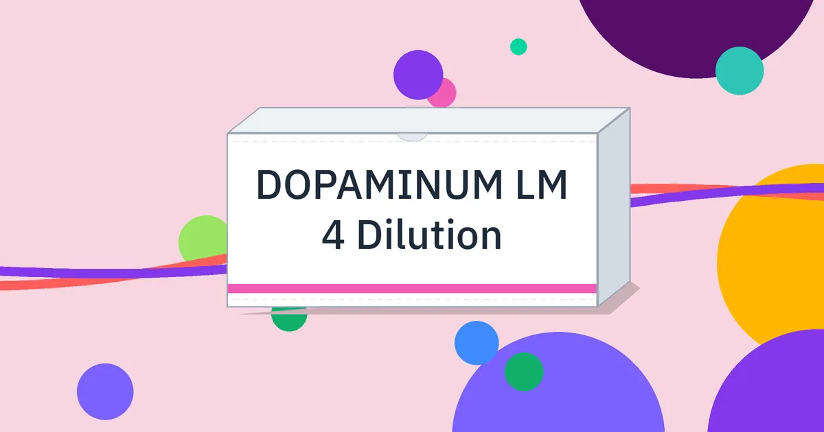 Symbolbild: Packung mit der Aufschrift DOPAMINUM LM 4 Dilution (PZN 12842572) – Verfügbarkeit und Bezug in Apotheken in Frankfurt am Main