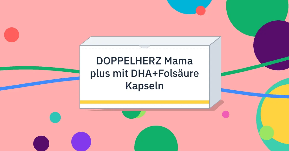 Symbolbild: Packung mit der Aufschrift DOPPELHERZ Mama plus mit DHA+Folsäure Kapseln (PZN 15821056) – Verfügbarkeit und Bezug in Apotheken in Frankfurt am Main