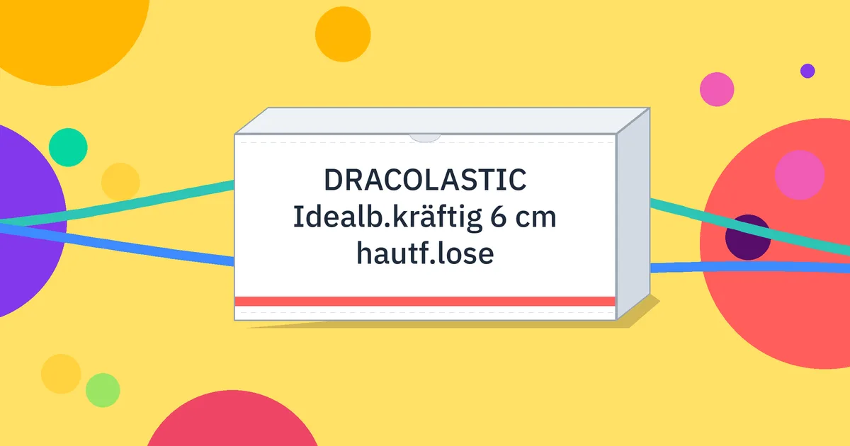 Symbolbild: Packung mit der Aufschrift DRACOLASTIC Idealb.kräftig 6 cm hautf.lose (PZN 03895196) – Verfügbarkeit und Bezug in Apotheken in Frankfurt am Main