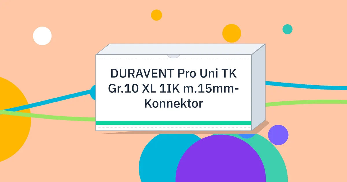 Symbolbild: Packung mit der Aufschrift DURAVENT Pro Uni TK Gr.10 XL 1IK m.15mm-Konnektor (PZN 19242964) – Verfügbarkeit und Bezug in Apotheken in Frankfurt am Main