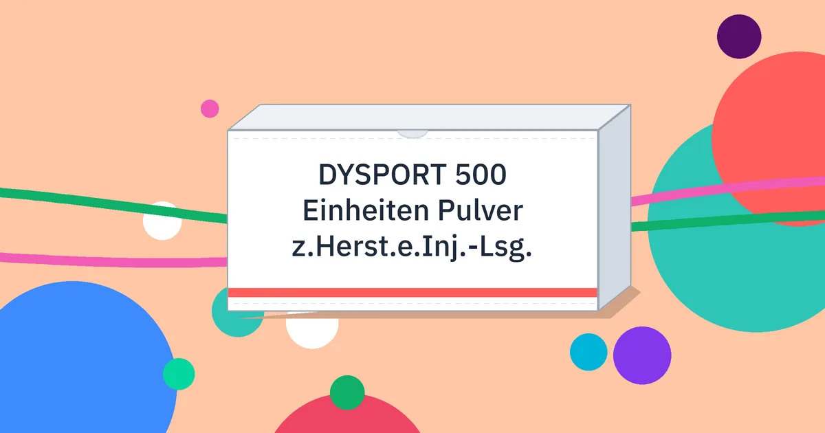 Symbolbild: Packung mit der Aufschrift DYSPORT 500 Einheiten Pulver z.Herst.e.Inj.-Lsg. (PZN 12584360) – Verfügbarkeit und Bezug in Apotheken in Frankfurt am Main