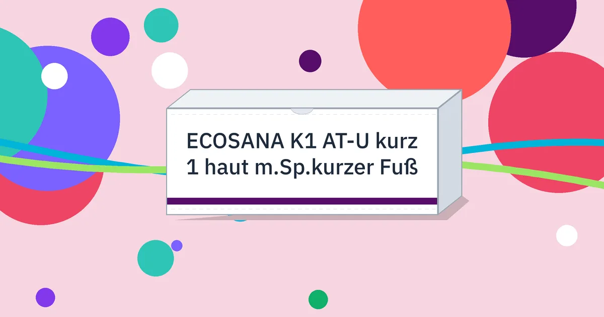 Symbolbild: Packung mit der Aufschrift ECOSANA K1 AT-U kurz 1 haut m.Sp.kurzer Fuß (PZN 04732970) – Verfügbarkeit und Bezug in Apotheken in Frankfurt am Main