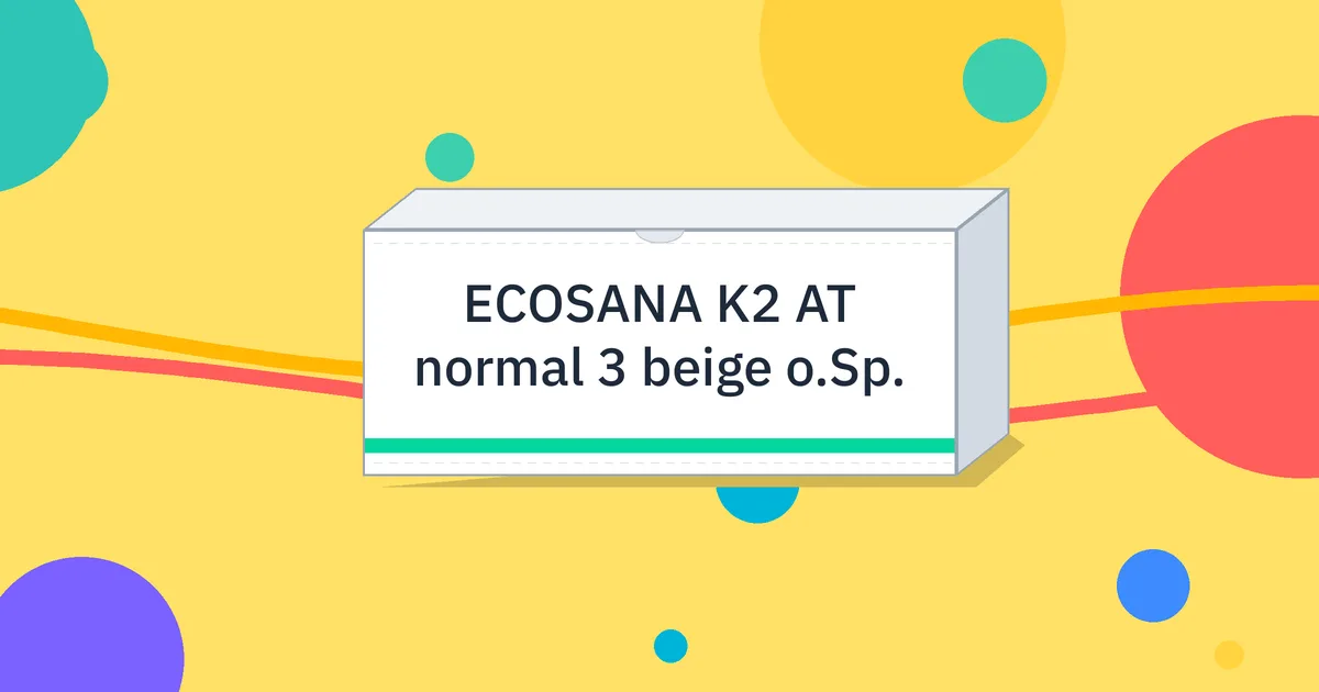 Symbolbild: Packung mit der Aufschrift ECOSANA K2 AT normal 3 beige o.Sp. (PZN 01555817) – Verfügbarkeit und Bezug in Apotheken in Frankfurt am Main