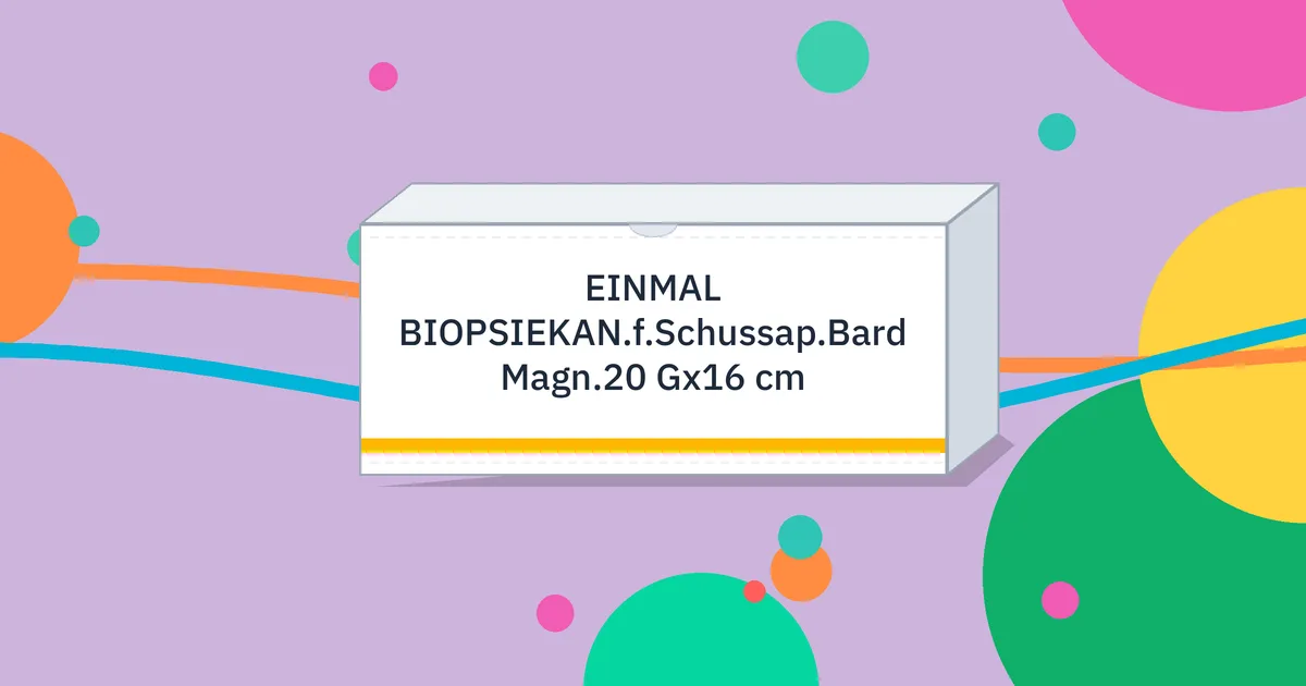 Symbolbild: Packung mit der Aufschrift EINMAL BIOPSIEKAN.f.Schussap.Bard Magn.20 Gx16 cm (PZN 00283535) – Verfügbarkeit und Bezug in Apotheken in Frankfurt am Main
