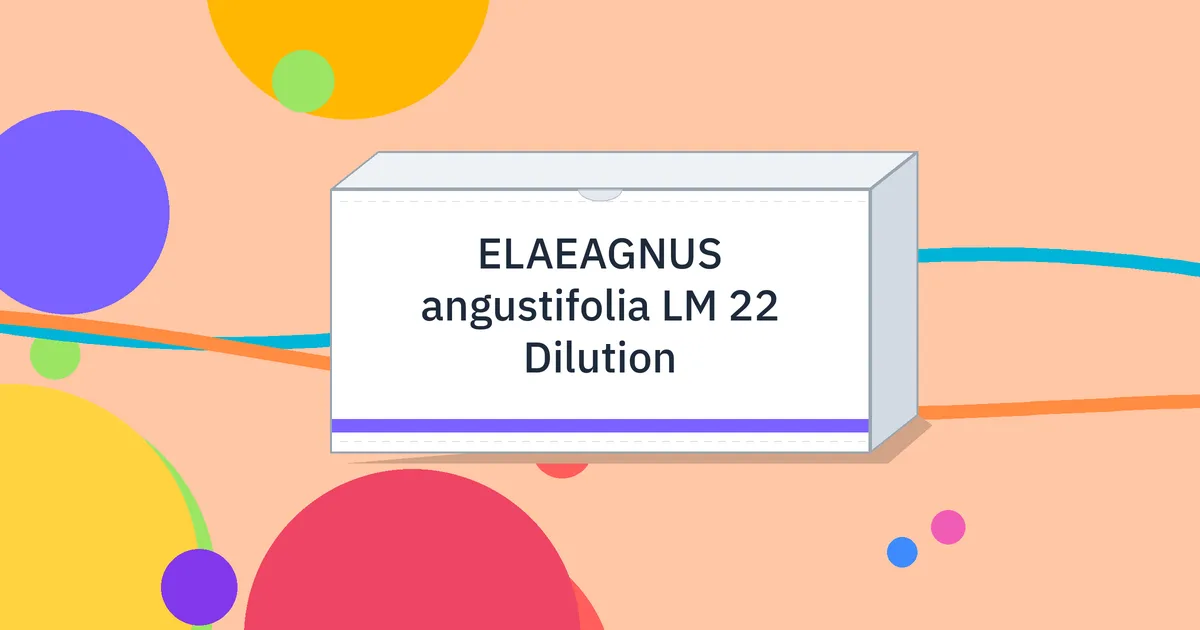 Symbolbild: Packung mit der Aufschrift ELAEAGNUS angustifolia LM 22 Dilution (PZN 13469448) – Verfügbarkeit und Bezug in Apotheken in Frankfurt am Main