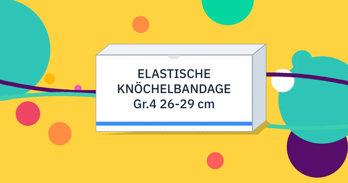Symbolbild: Packung mit der Aufschrift ELASTISCHE KNÖCHELBANDAGE Gr.4 26-29 cm (PZN 18115672) – Verfügbarkeit und Bezug in Apotheken in Frankfurt am Main