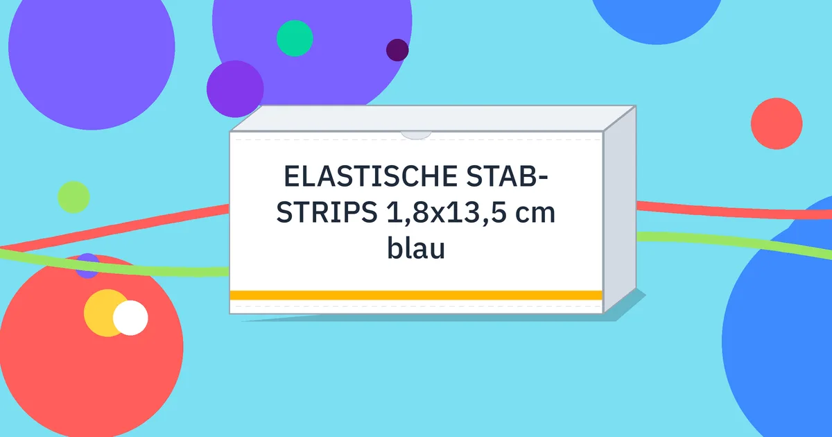 Symbolbild: Packung mit der Aufschrift ELASTISCHE STAB-STRIPS 1,8x13,5 cm blau (PZN 20096290) – Verfügbarkeit und Bezug in Apotheken in Frankfurt am Main