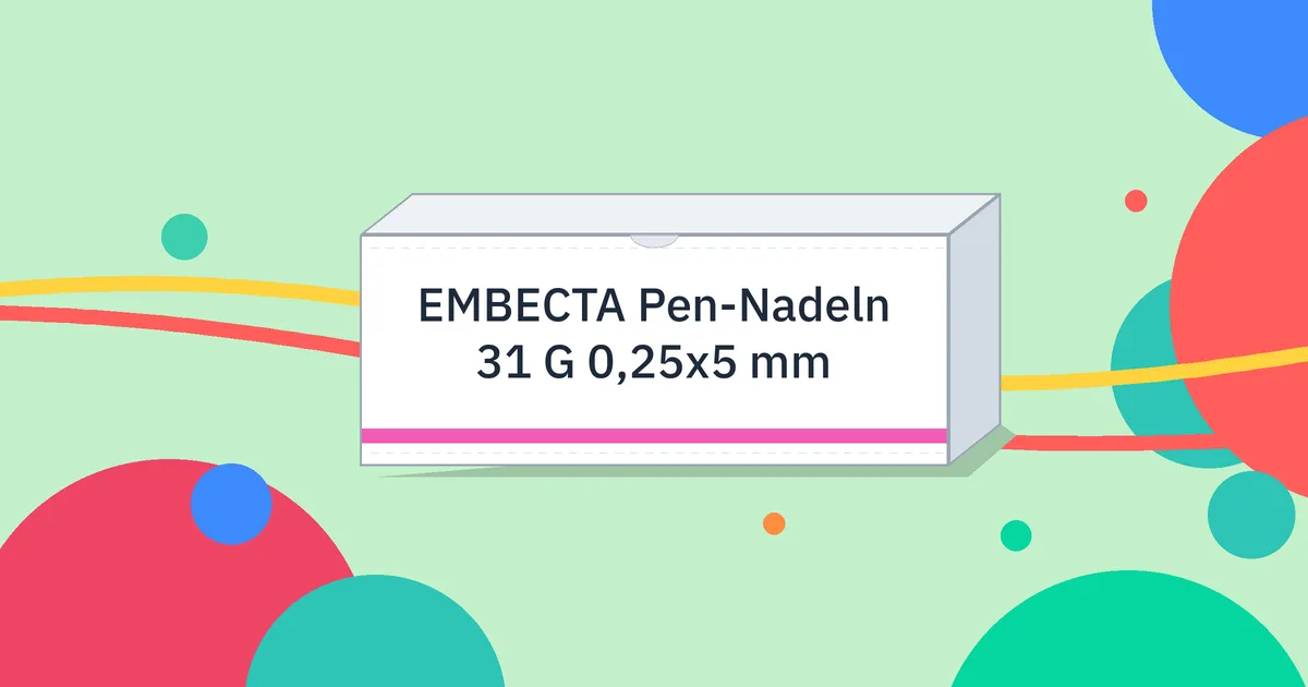 Symbolbild: Packung mit der Aufschrift EMBECTA Pen-Nadeln 31 G 0,25x5 mm (PZN 20657647) – Verfügbarkeit und Bezug in Apotheken in Frankfurt am Main