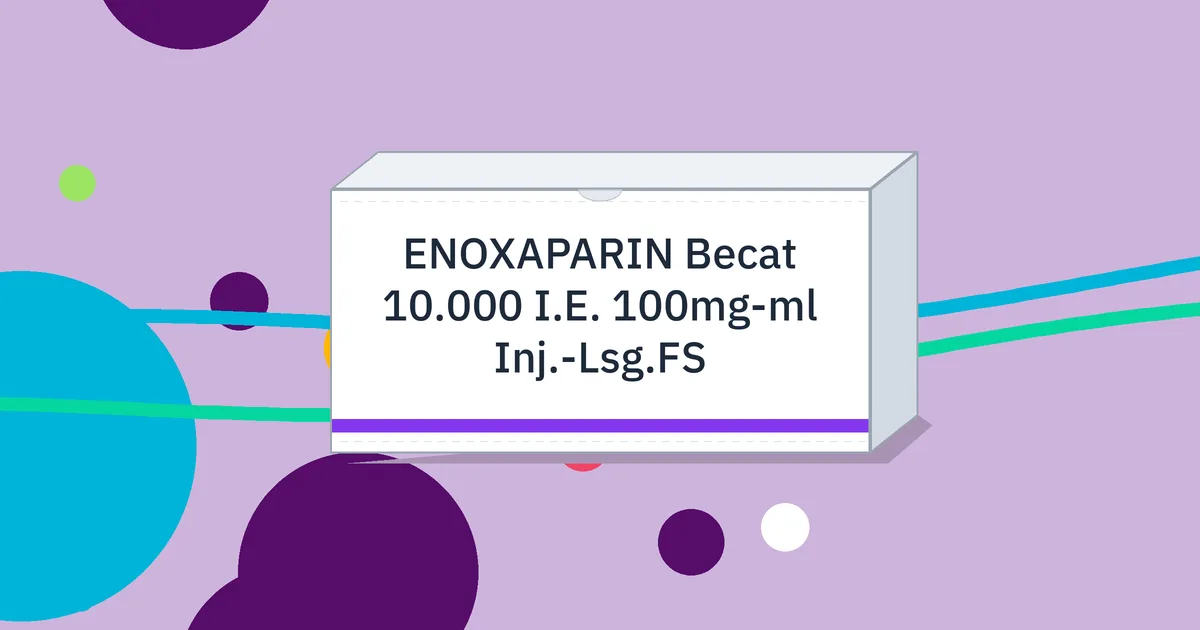 Symbolbild: Packung mit der Aufschrift ENOXAPARIN Becat 10.000 I.E. 100mg-ml Inj.-Lsg.FS (PZN 19174872) – Verfügbarkeit und Bezug in Apotheken in Frankfurt am Main