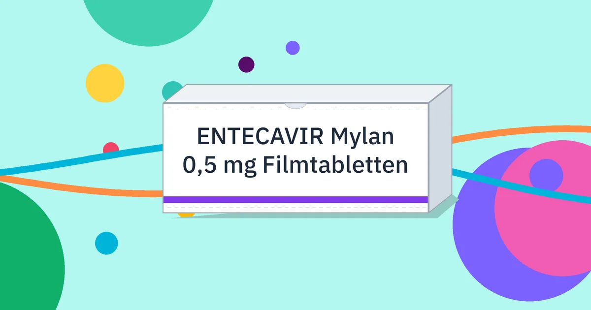 Symbolbild: Packung mit der Aufschrift ENTECAVIR Mylan 0,5 mg Filmtabletten (PZN 12778064) – Verfügbarkeit und Bezug in Apotheken in Frankfurt am Main