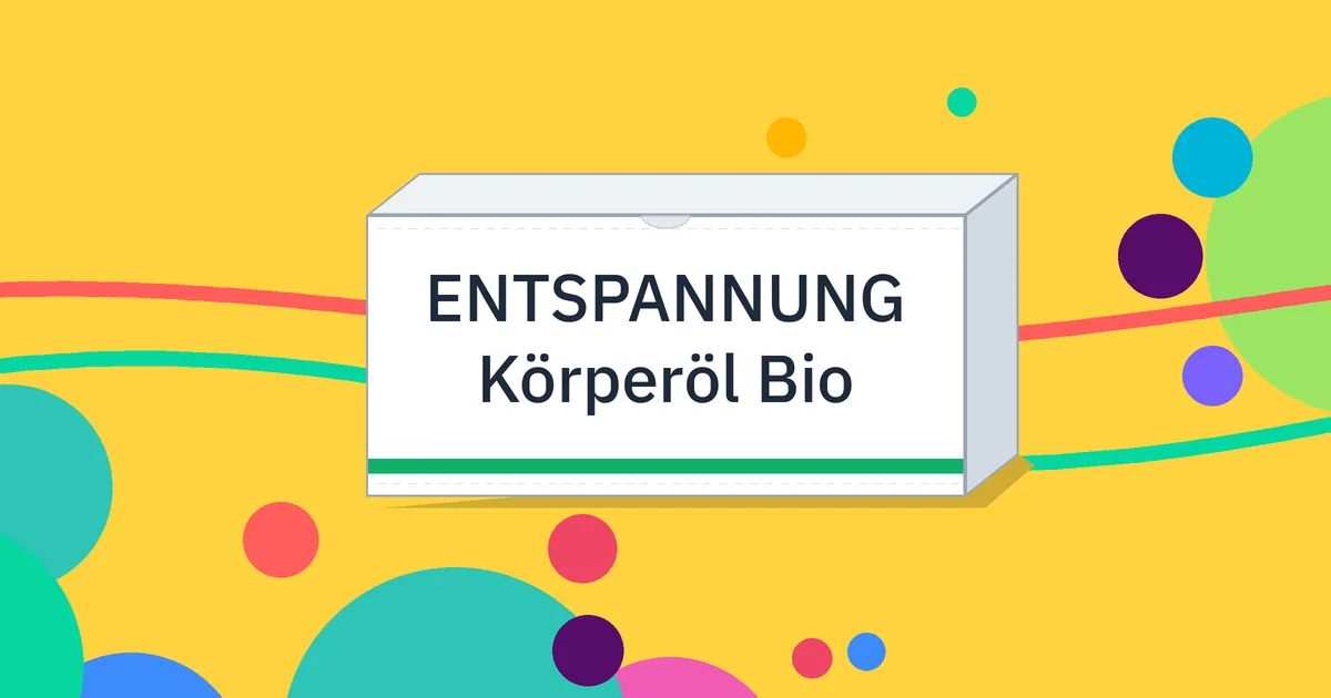 Symbolbild: Packung mit der Aufschrift ENTSPANNUNG Körperöl Bio (PZN 19975827) – Verfügbarkeit und Bezug in Apotheken in Frankfurt am Main