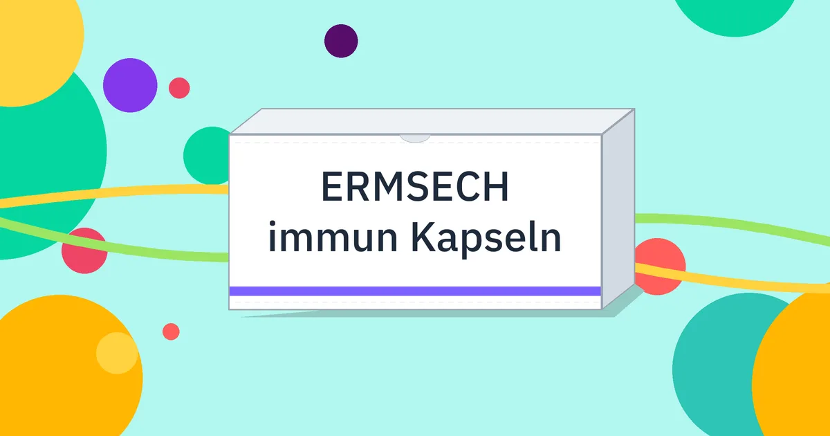 Symbolbild: Packung mit der Aufschrift ERMSECH immun Kapseln (PZN 05391815) – Verfügbarkeit und Bezug in Apotheken in Frankfurt am Main