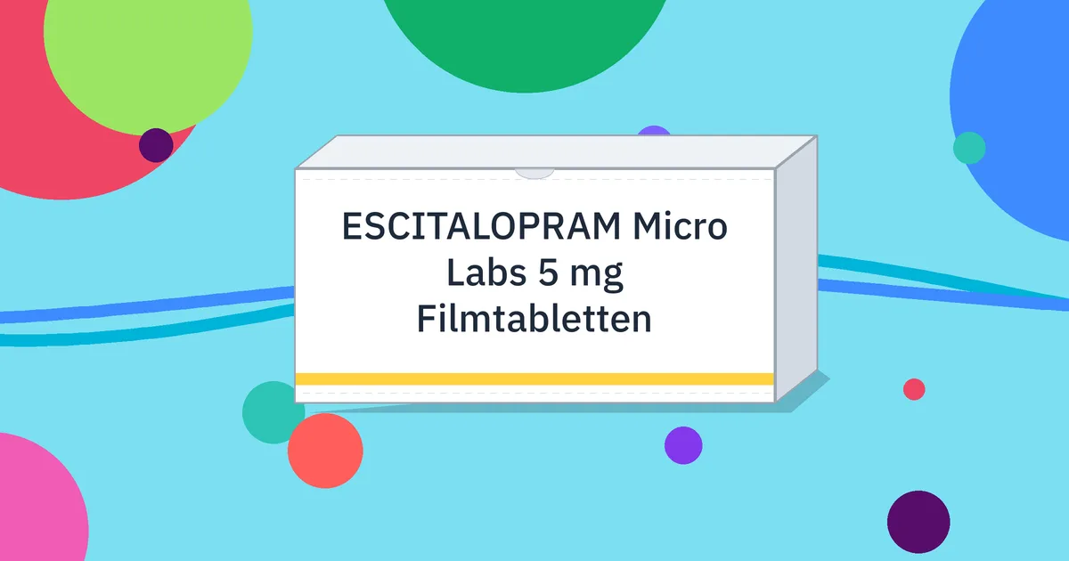 Symbolbild: Packung mit der Aufschrift ESCITALOPRAM Micro Labs 5 mg Filmtabletten (PZN 11695896) – Verfügbarkeit und Bezug in Apotheken in Frankfurt am Main