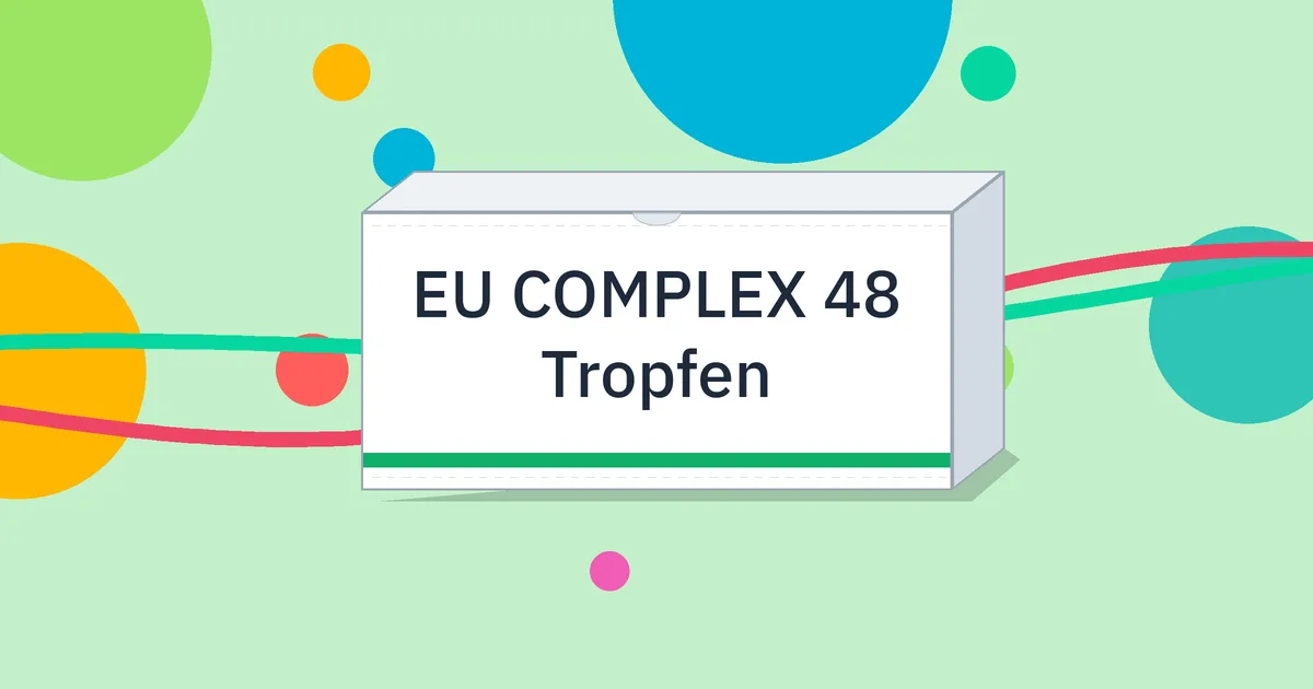 Symbolbild: Packung mit der Aufschrift EU COMPLEX 48 Tropfen (PZN 18162223) – Verfügbarkeit und Bezug in Apotheken in Frankfurt am Main