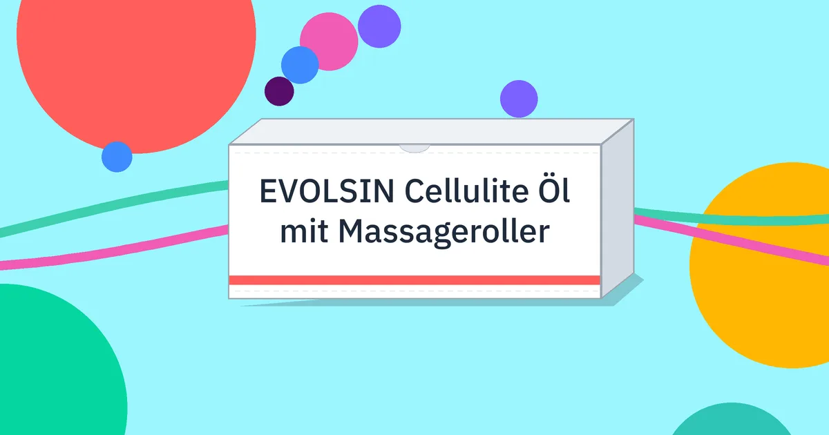 Symbolbild: Packung mit der Aufschrift EVOLSIN Cellulite Öl mit Massageroller (PZN 19893360) – Verfügbarkeit und Bezug in Apotheken in Frankfurt am Main